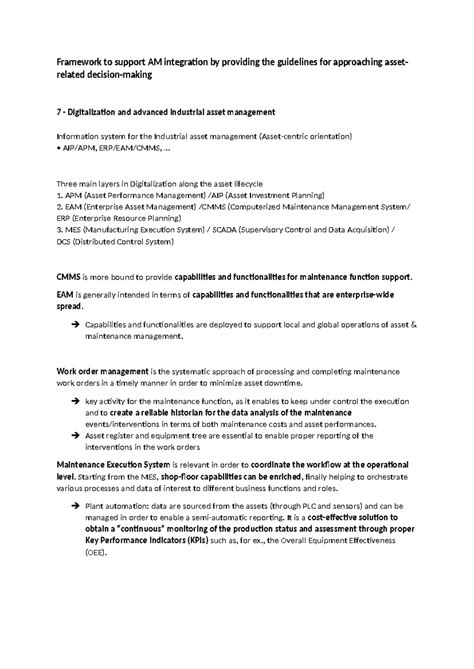 Notes Iam Riassunto Asset Life Cycle Framework To Support Am Integration By Providing The