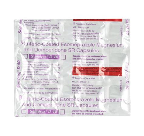 Sun Pharmaceutical Sompraz D 40 Capsule Sr 15 Capsules Medicine Bhandar