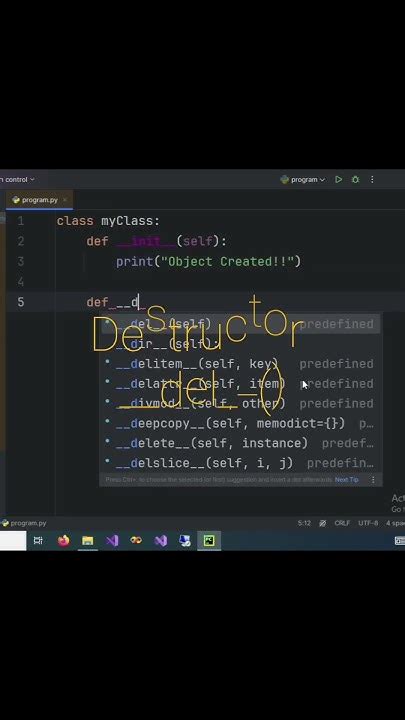Constructor And Destructor In Python Coding Python Pythonprogramming