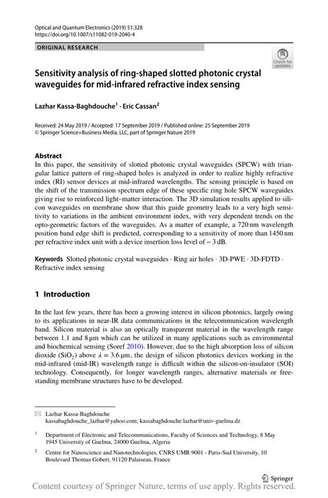 Sensitivity Analysis Of Ring Shaped Slotted Photonic Crystal Waveguides For Mid Infrared