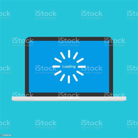 시스템 소프트웨어 업데이트 및 업그레이드 개념 랩톱 화면에서 프로세스를 로드합니다 랩톱 로드 갱신 3차원 형태에 대한 스톡 벡터