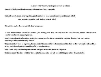 Writing Exponential Equations Around The World By Nikki S Cornor