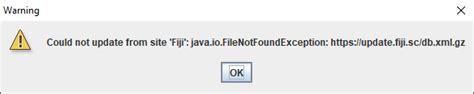 error could not update from site fiji usage and issues image sc