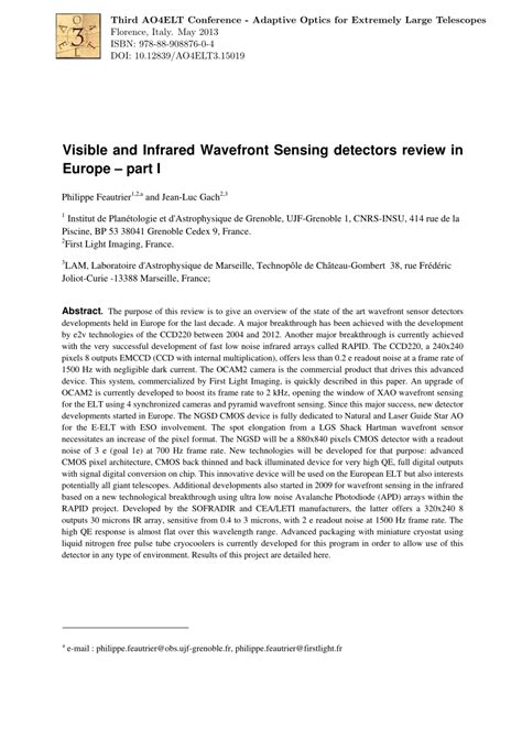 Pdf Advances In Detector Technologies For Visible And Infrared Wavefront Sensing