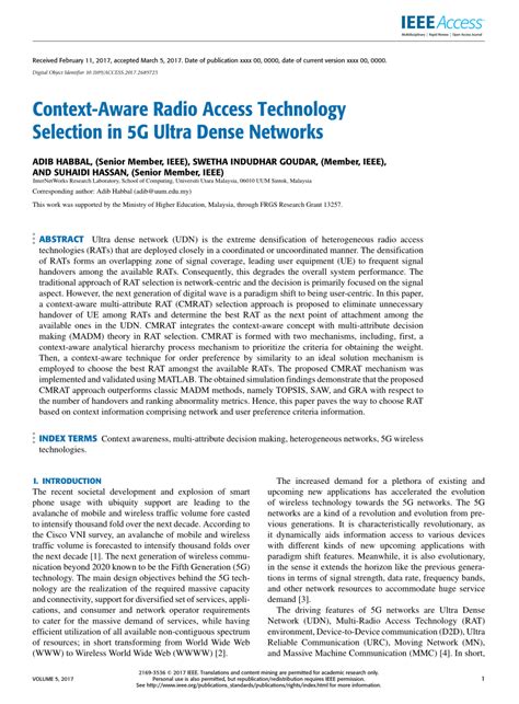 Pdf Context Aware Radio Access Technology Selection In 5g Ultra Dense Networks