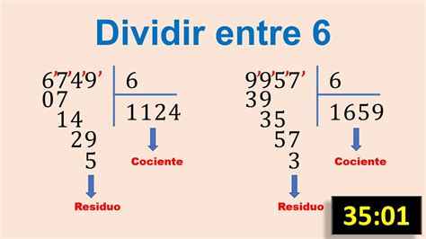 Ejercicios Resueltos De División De Una Cifra Entre 6 Paso A Paso Para