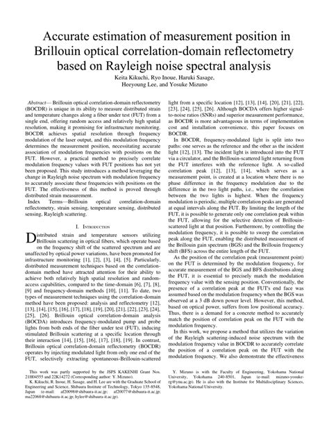 Pdf Accurate Estimation Of Measurement Position In Brillouin Optical Correlation Domain