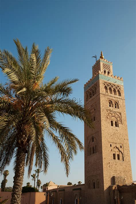 모로코 마라케시 모스크의 미 나 렛 사진 무료 다운로드 Lovepik