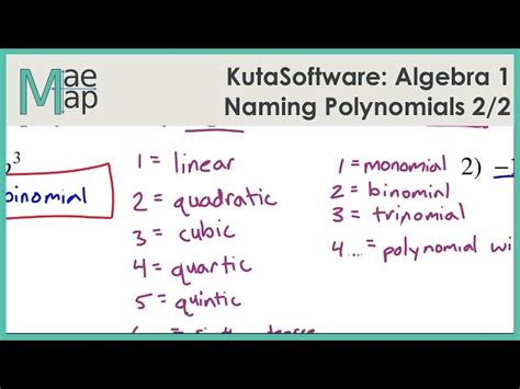 Kutasoftware Algebra 1 Naming Polynomials Part 2 Youtube