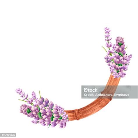 손으로 그린 라벤더 꽃 수채화 보라색 라벤더 화환 보더 스크랩북 디자인 타이포그래피 포스터 초대장 라벨 배너 및 카드 0명에 대한 스톡 벡터 아트 및 기타 이미지 Istock
