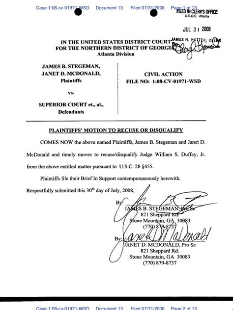Plaintiffs Motion To Recuse Or Disqualify Judge Duffey Pdf Pro Se
