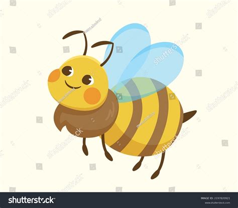 Cute Bee Icon Sticker Social Networks Stock Vector Royalty Free