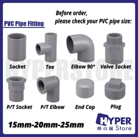 PVC Pipe Fitting Paip PVC Connector PVC Fittings Socket Elbow Tee Valve Socket Plug End Cap PT