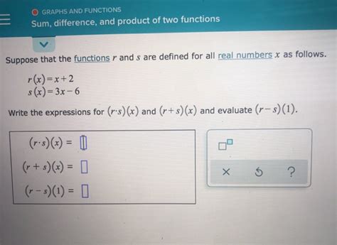 Solved GRAPHS AND FUNCTIONS Sum Difference And Product Of Chegg Com
