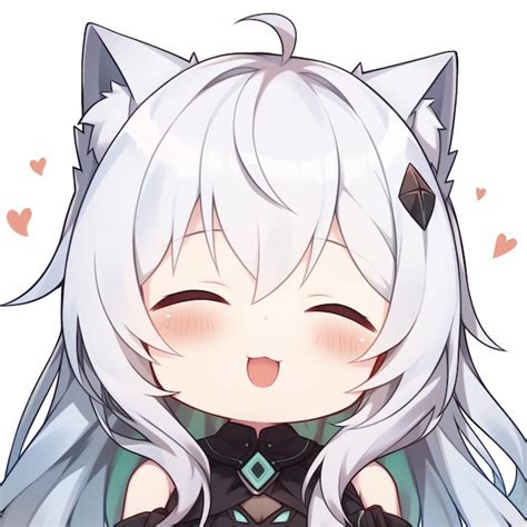 Anime Character With White Hair And Blue Eyes And A Cat Ears Generative
