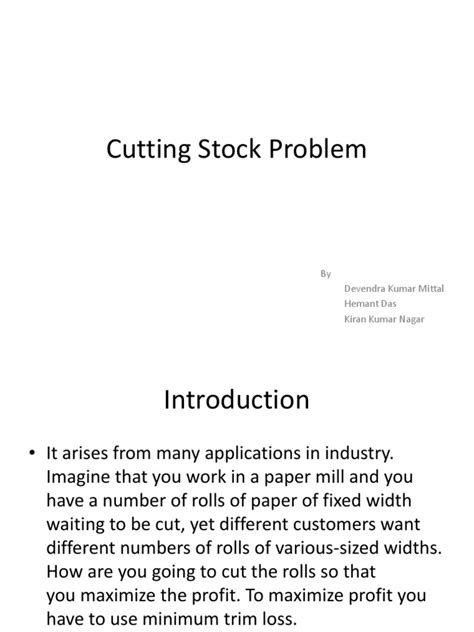 Cutting Stock Problem Pdf Linear Programming Systems Analysis