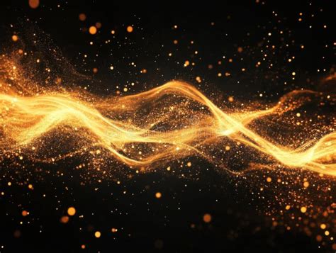 Golden Particle Wave Abstract Background Stock Illustration Illustration Of Cosmic Particles