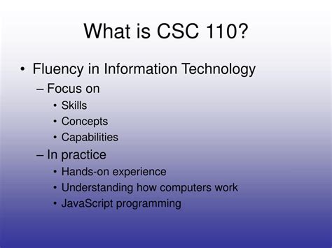 Ppt Csc 110 Fluency In Information Technology Chapter 1 Defining Information Technology