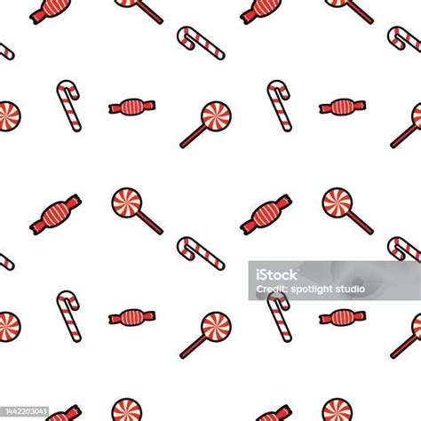 사탕 지팡이 사탕 롤리팝 과자 원활한 패턴 배경 겨울 휴가 직물 선물 포장 스크랩북 인사말 카드 디자인 프로젝트에 적합합니다 겨울에 대한 스톡 벡터 아트 및 기타 이미지