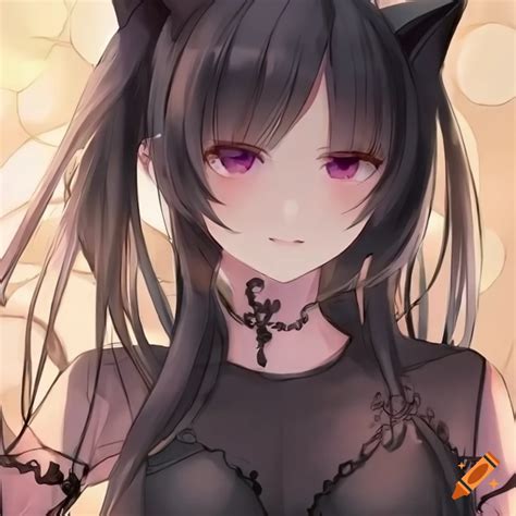 Beautiful Catgirl With Long Black Hair And Olive Skin On Craiyon
