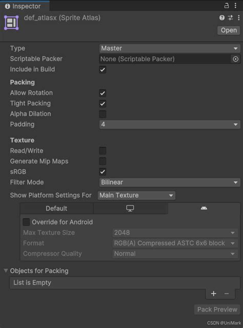 Spriteandsprite Atlas Import Settingsandpacking Csdn博客