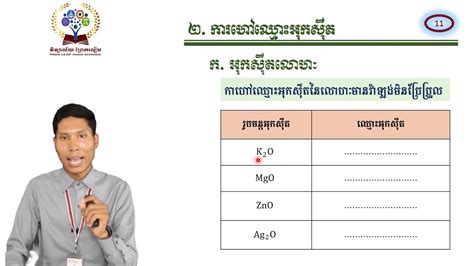 [គីមីវិទ្យាថ្នាក់ទី៩] ជំពូកទី៣ មេរៀនទី១ អុកស៊ីត [ភាគ១] Youtube