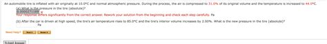 solved an automobile tire is inflated with air originally at