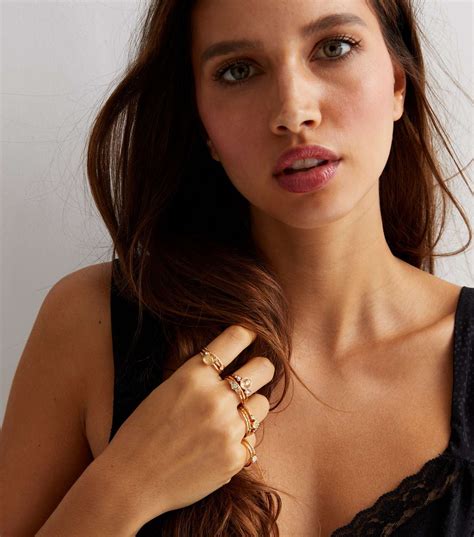 20 Pack Gold Mixed Size Stacking Rings New Look