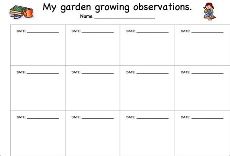 Gardening Observation Sheet Plant Growth Chart