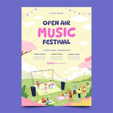 음악 페스티벌 포스터 템플릿 프리미엄 벡터