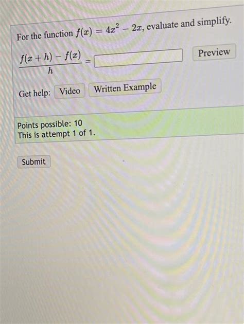 solved for the function f x 4x2 2x evaluate and
