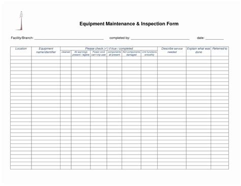 Preventive Maintenance Forms Templates