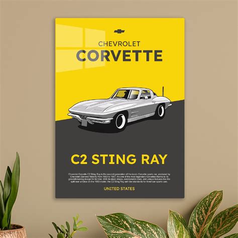 Metal Poster Chevrolet Corvette C2 Stingray Magnetic Poster Hd