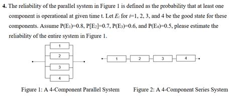 Solved 4 The Reliability Of The Parallel System In Figure 1