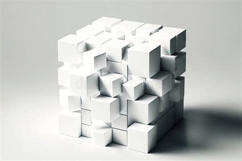 Three Dimensional Figure Of White Cubes As 3d Render Abstract Geometric Background Generative