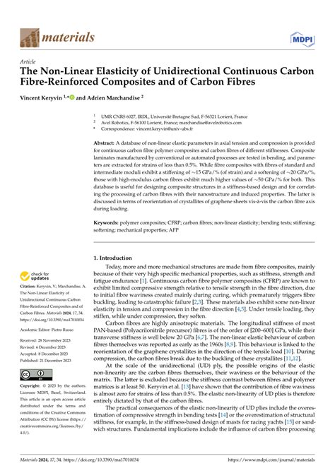 Pdf The Non Linear Elasticity Of Unidirectional Continuous Carbon