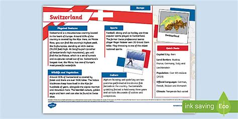 Ks2 Switzerland Fact File Twinkl Ks2