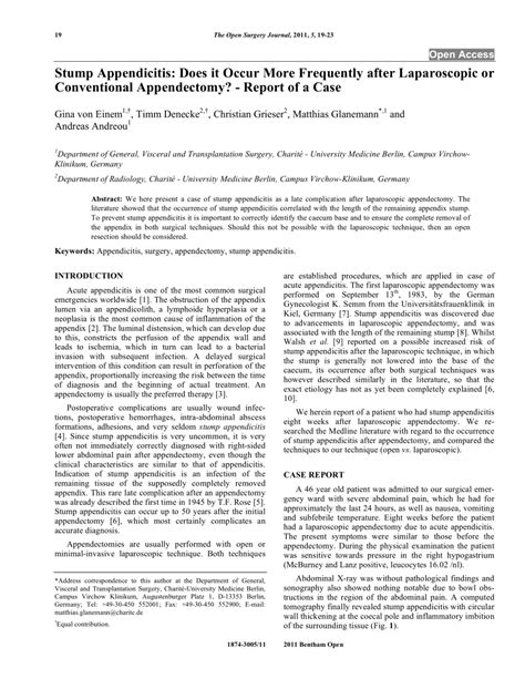 Pdf Stump Appendicitis Does It Occur More Frequently After