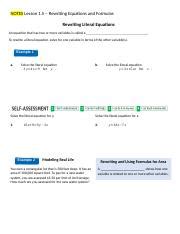 Rewriting Equations And Formulas Solve For Variables And Apply Course Hero