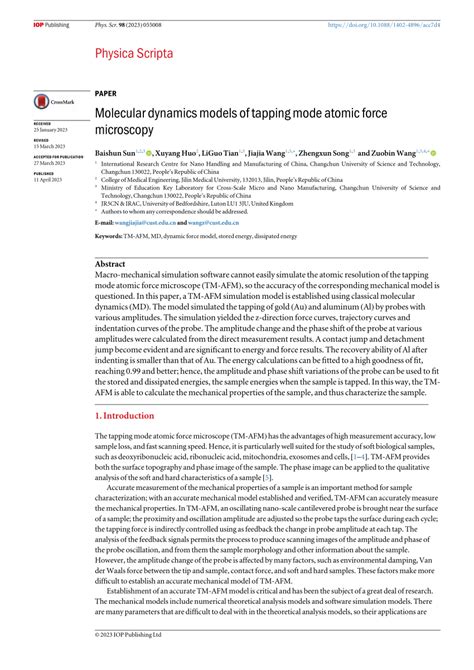 Molecular Dynamics Models Of Tapping Mode Atomic Force Microscopy