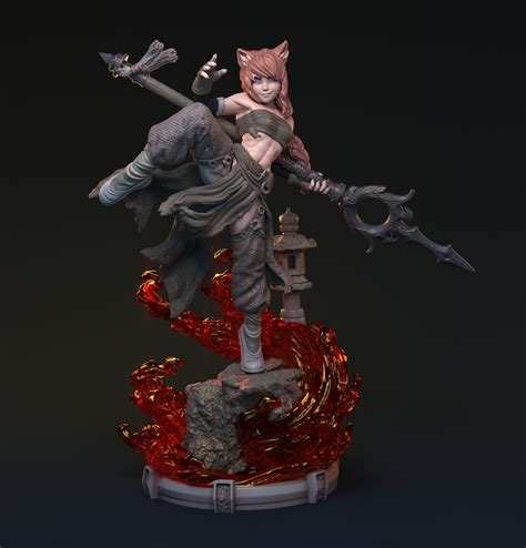 Bakaneko Catgirl Female Monk Female Fighter Pin Up Dnd Etsy