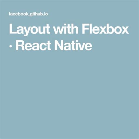Layout With Flexbox · React Native
