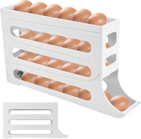 Qwlwbu Egg Holder For Fridge4 Tiers Auto Rolling Fridge