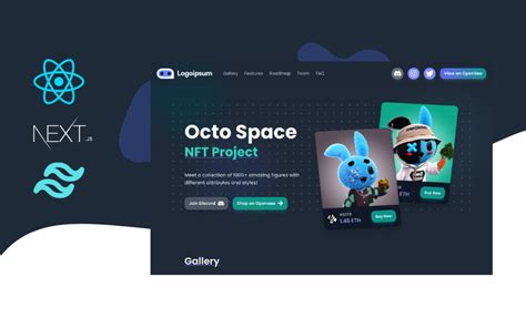 Octo Space React NFT Project Landing Page NextJS TailwindCSS