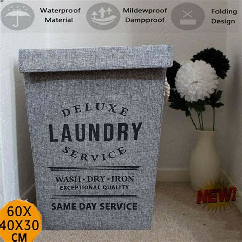 Badu Bg Големи кошници за пране Съхранение на дрехи за пране Сгъваема кошница с капак Сив Badu Bg