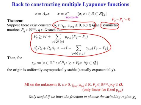 Ppt Lecture 14 Computational Methods To Construct Multiple Lyapunov
