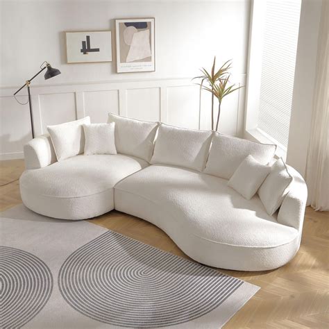 Dreamodern Curved Sofa Couch For Living Room Cream Modern Curved Couch Boucle Modular