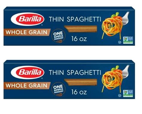 Barilla Whole Grain Thin Spaghetti Pasta 16 Oz Pack Of 2 Bundled