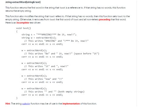 Solved String Extractwordstringand Text This Function