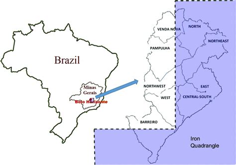Map Of Brazil Showing Belo Horizonte City In The Minas Gerais State